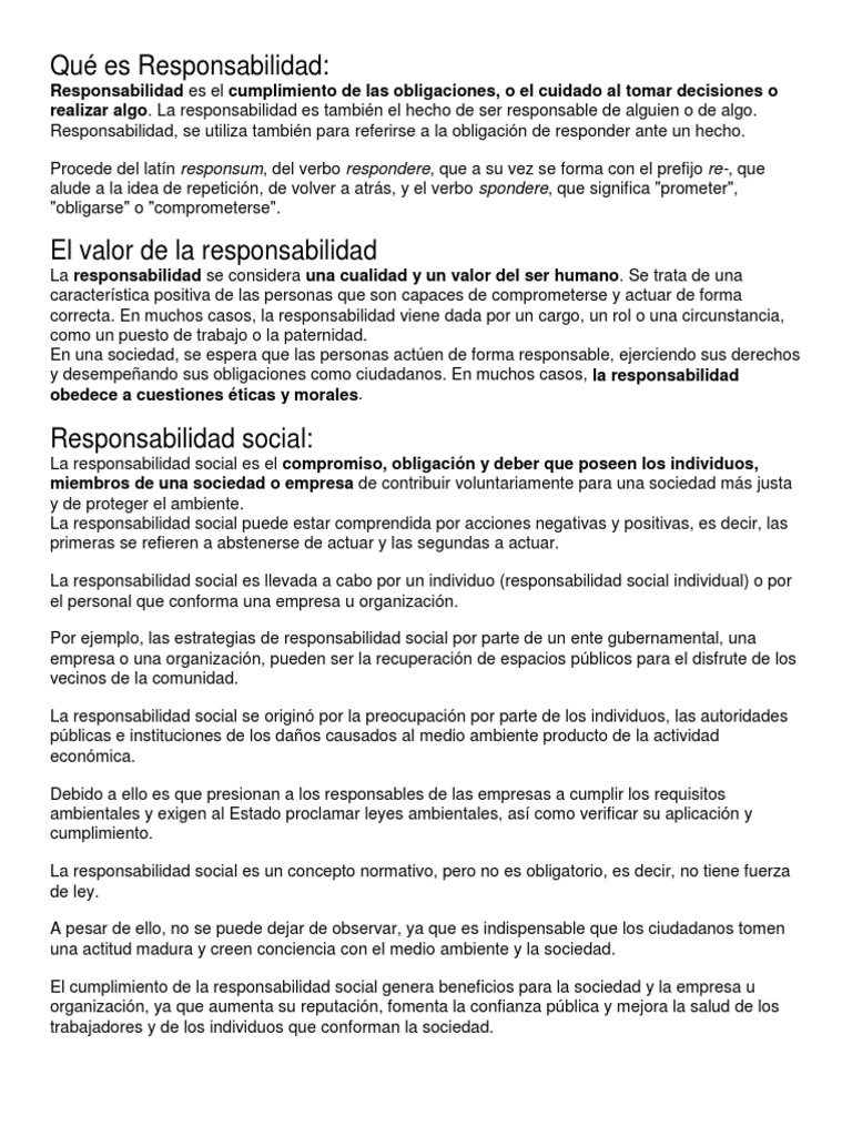 El verdadero significado de la responsabilidad | PDF | Science ...