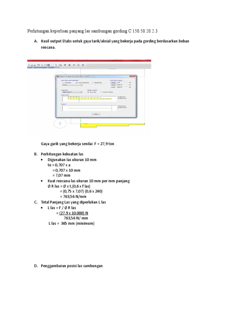 Perhitungan Keperluan Panjang Las Sambungan Gording C 150 | PDF
