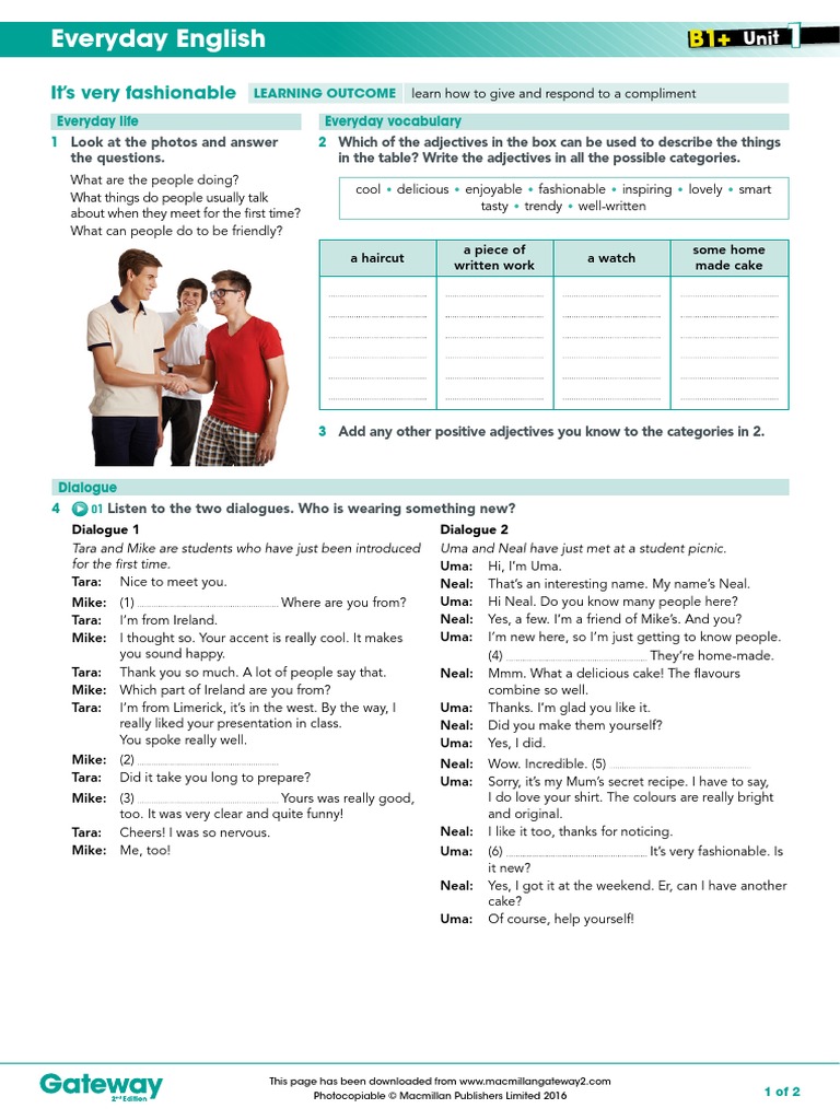 B1+ UNIT 1 Everyday English PDF | PDF