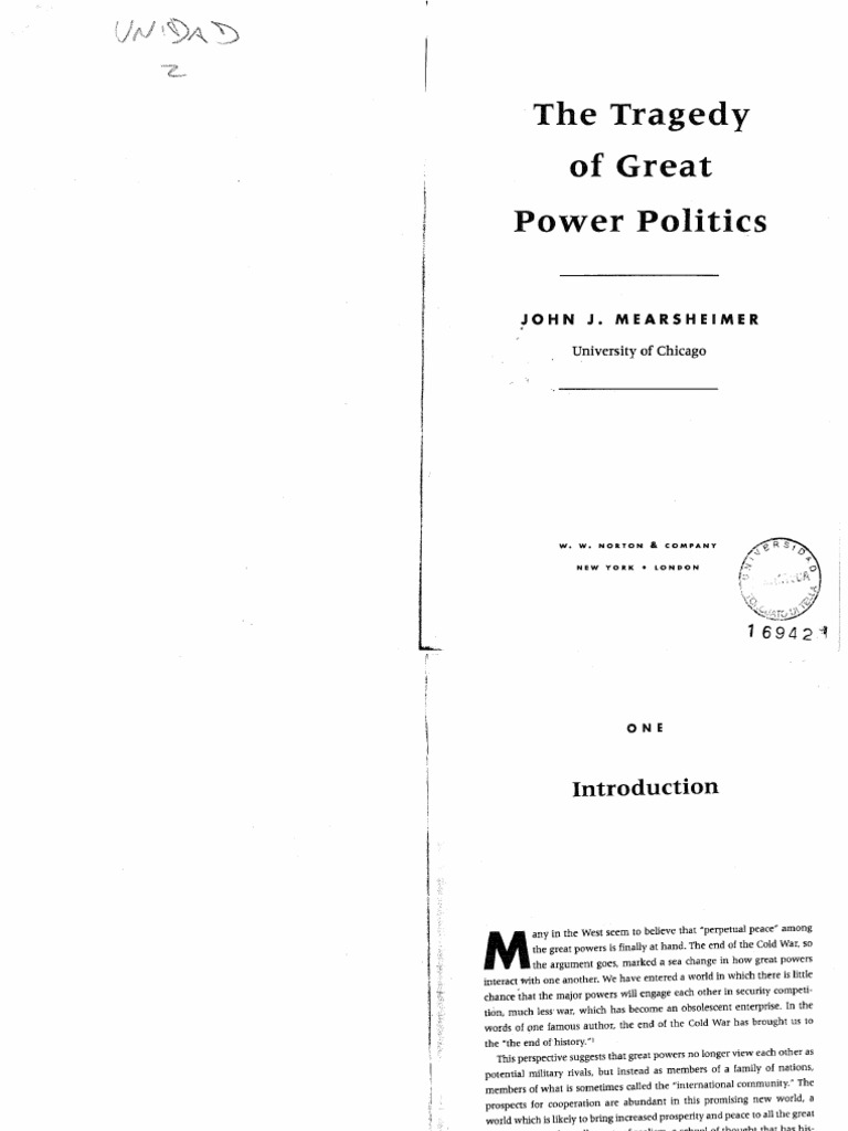 The Tragedy of Great Power Politics | PDF | Politics (General)