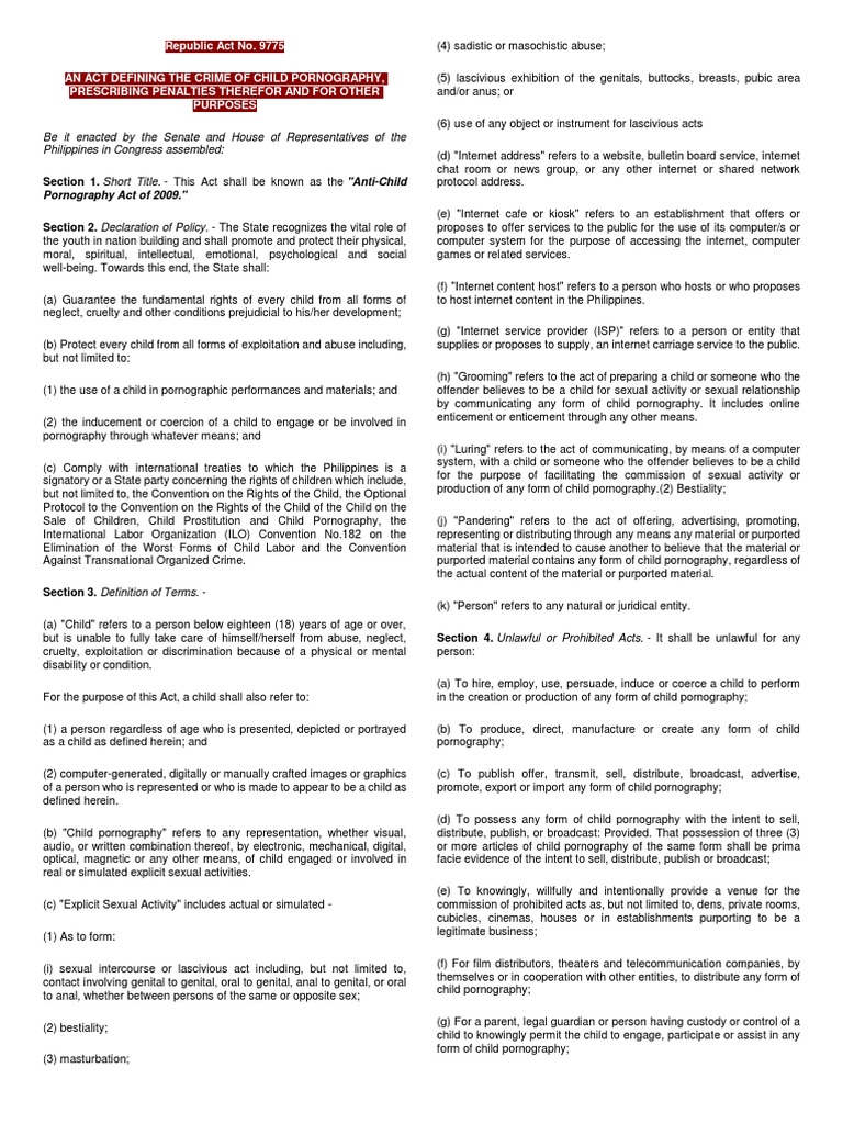 RA 9775 - Anti Child Pornography Law | PDF | Child Pornography | Prosecutor