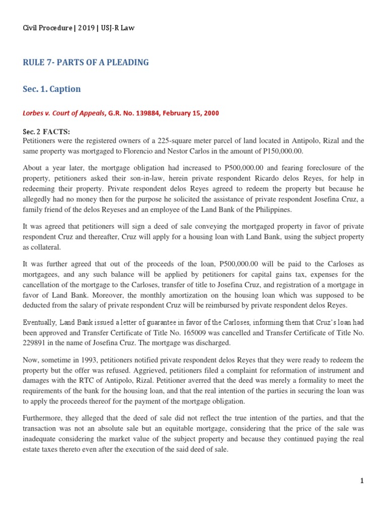 Rule 7 PDF | PDF | Mortgage Law | Pleading