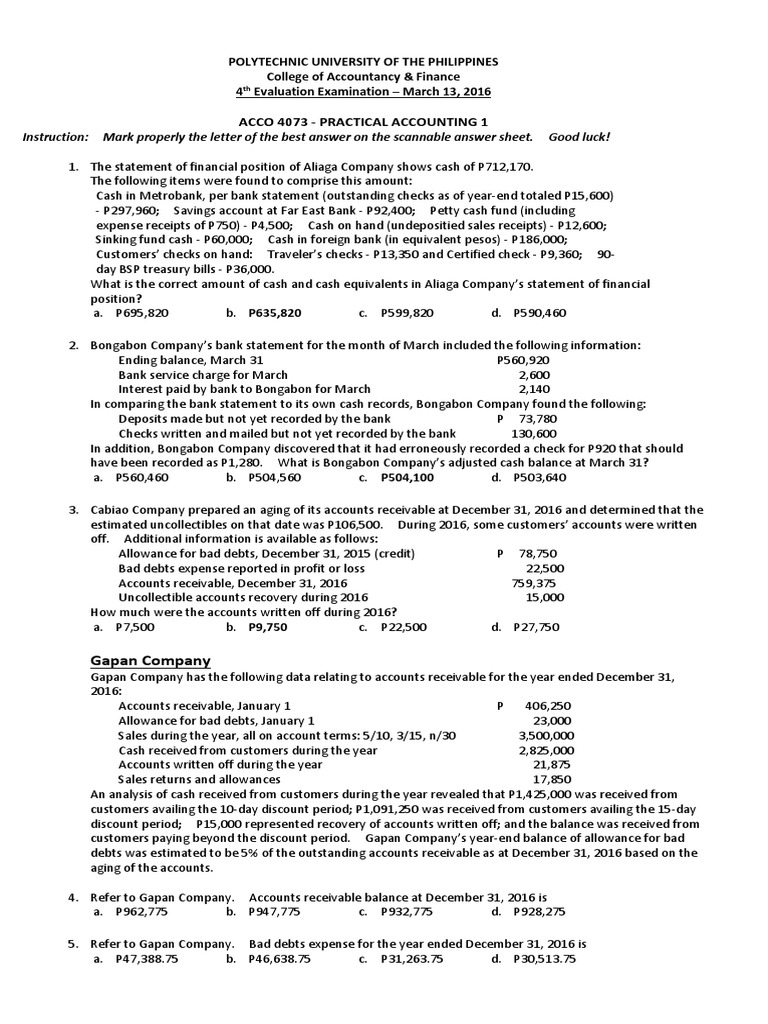 Practical Accounting Exam Questions | PDF | Deferred Tax | Income Tax ...