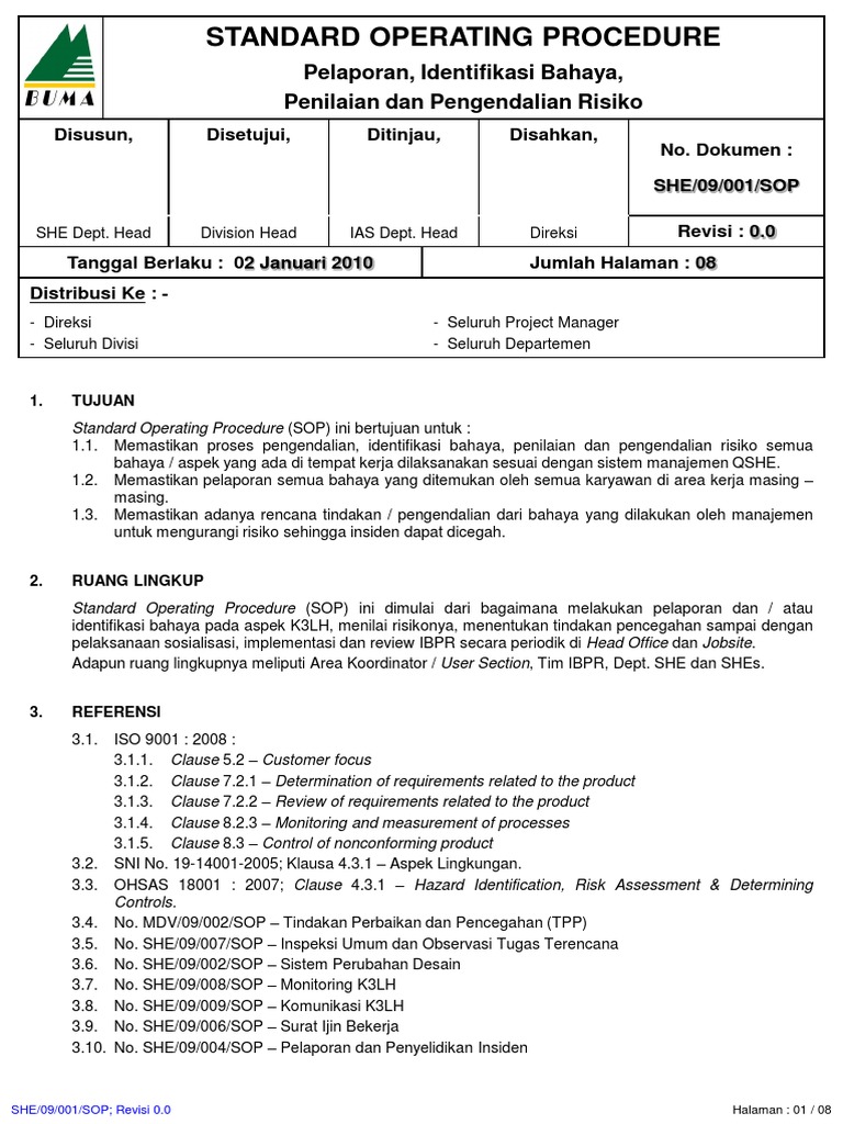 Contoh Standard Operasional Prosedur - IBPR | PDF