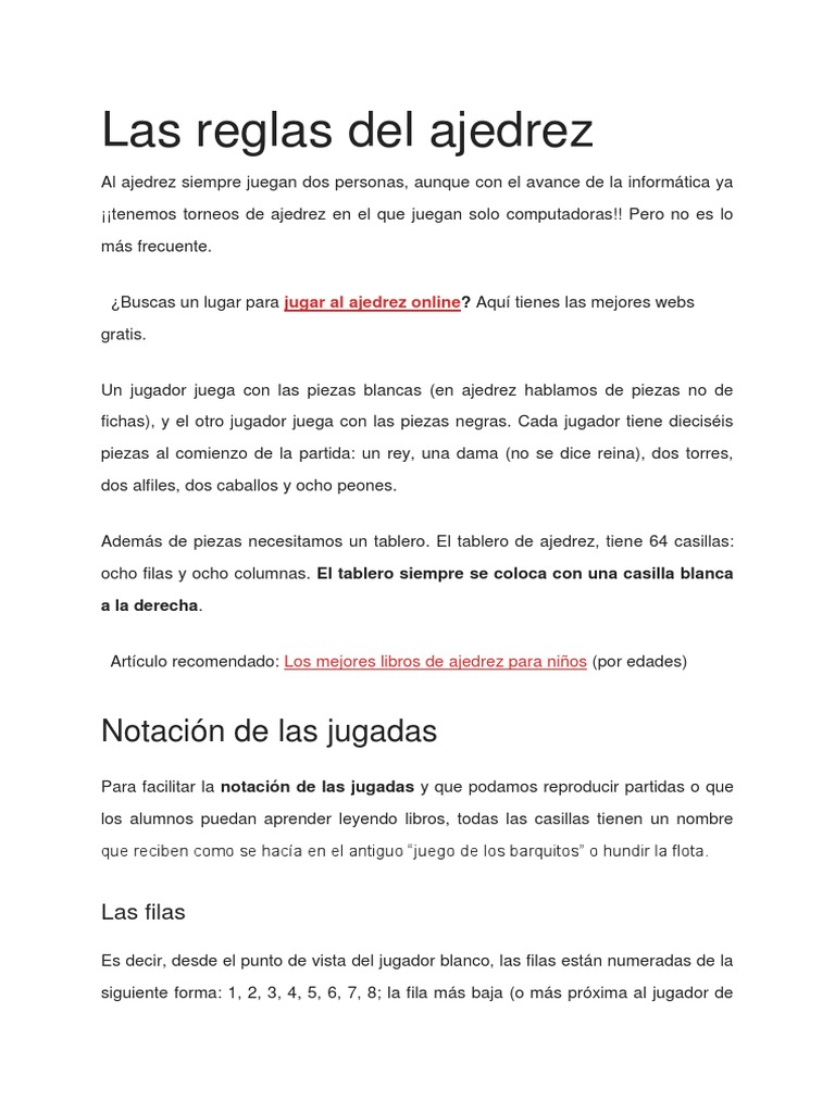 Las Reglas Del Ajedrez | PDF | Ajedrez | Juego de azar