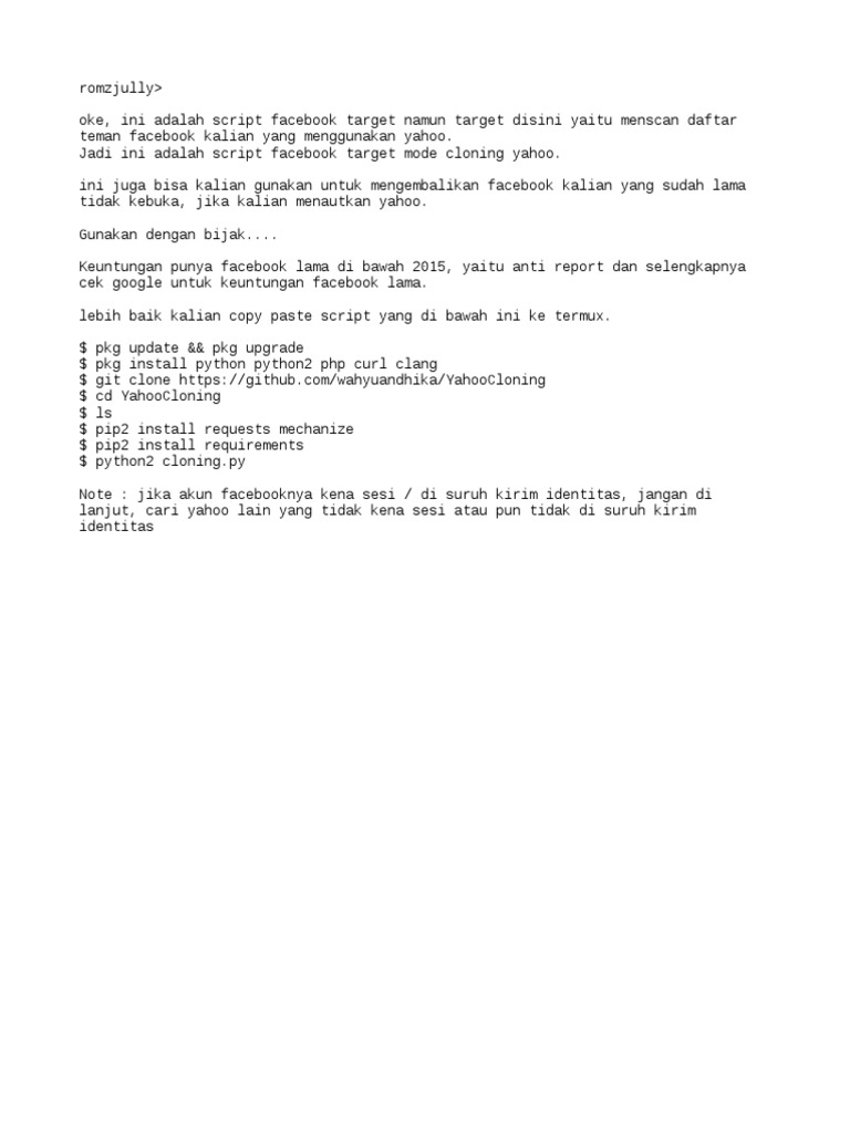 Facebook Target Termux | PDF