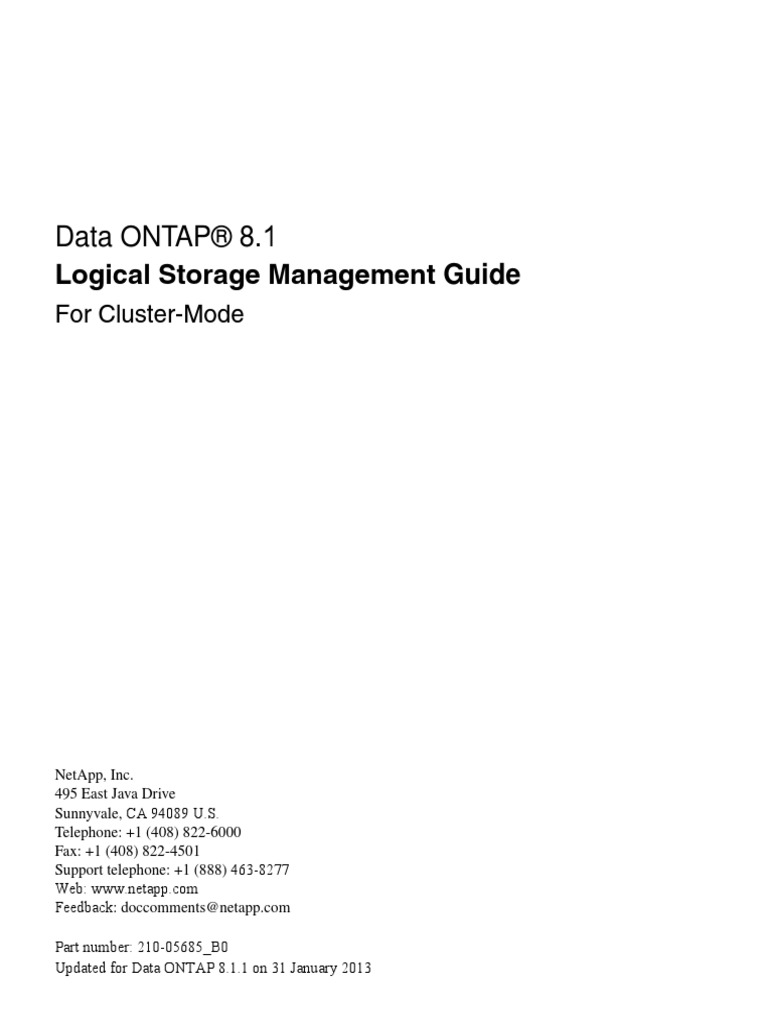 Clustered Data ONTAP 81 Logical Storage Management Guide PDF | PDF ...