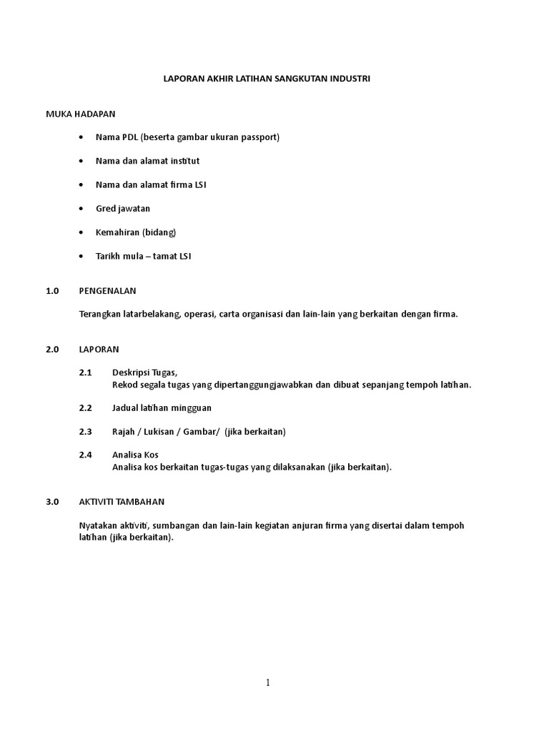 Lampiran Laporan Akhir Latihan Sangkutan Industri | PDF