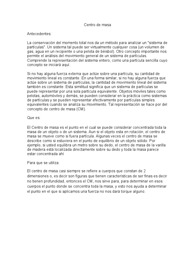 Centro de Masa Gravedad y Centroide Practica Fisica | PDF | Masa | Gravedad
