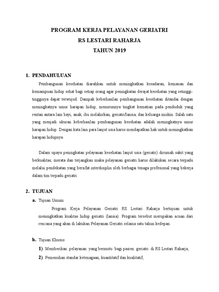 Program Kerja Pelayanan Geriatri | PDF