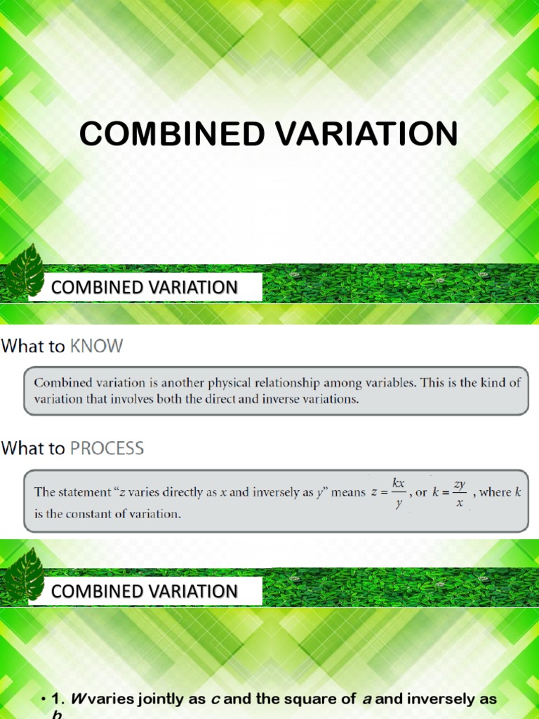 Combined Variation | PDF