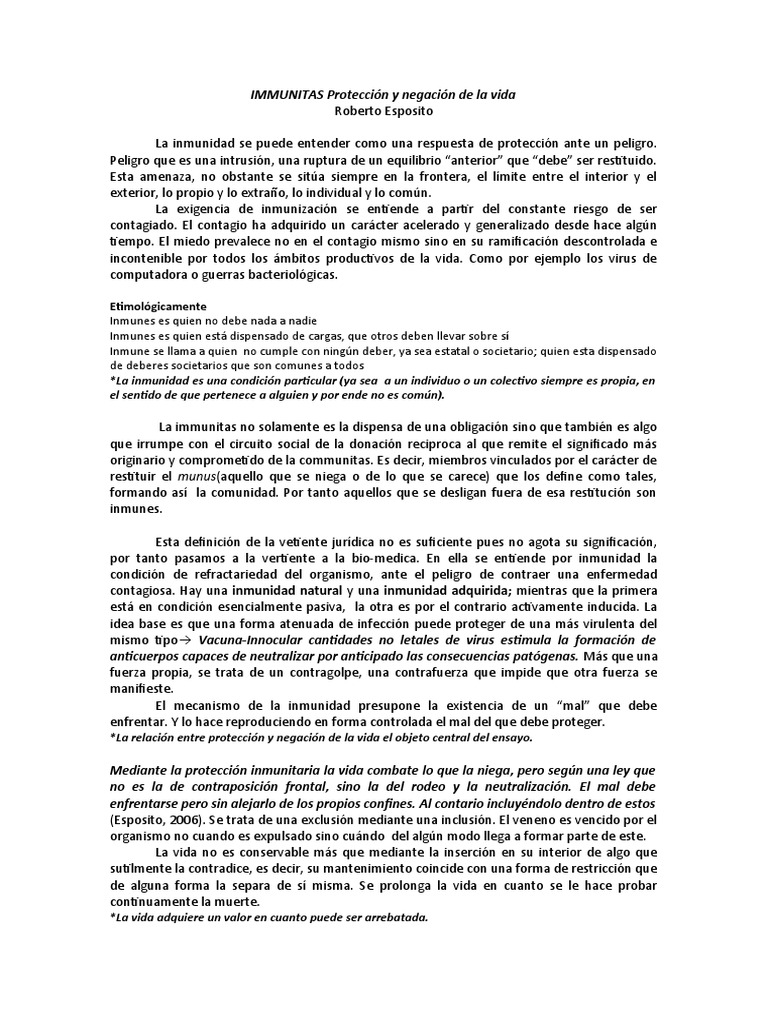 Significado de Immunitas y su Implicación | PDF | Sistema inmune ...