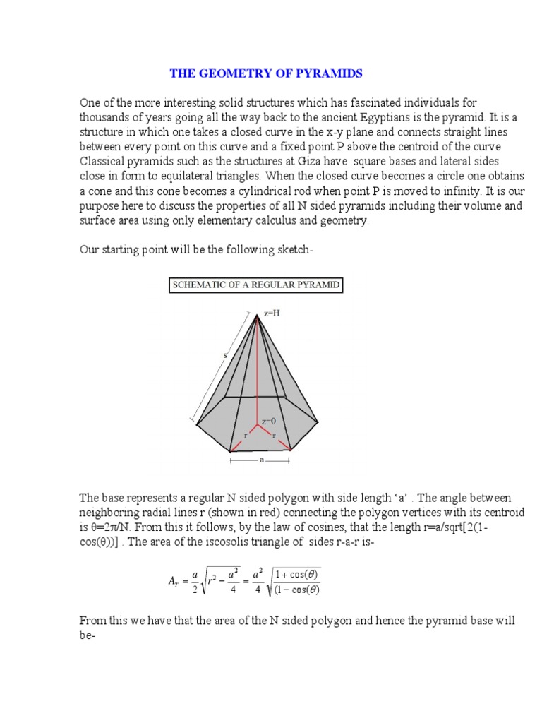 Geometry of The Pyramid | Download Free PDF | Area | Trigonometric ...
