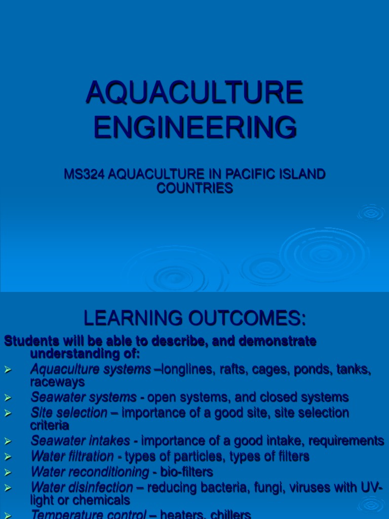 Aquaculture Engineering | PDF | Filtration | Aquaculture