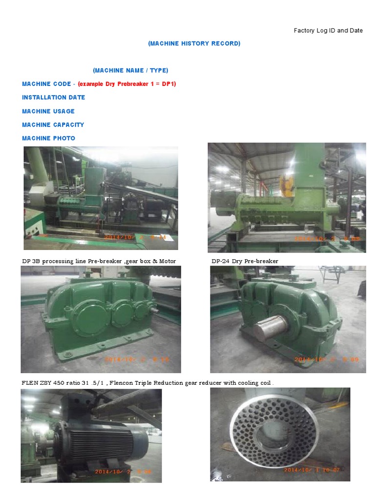 Machine Logbook Example