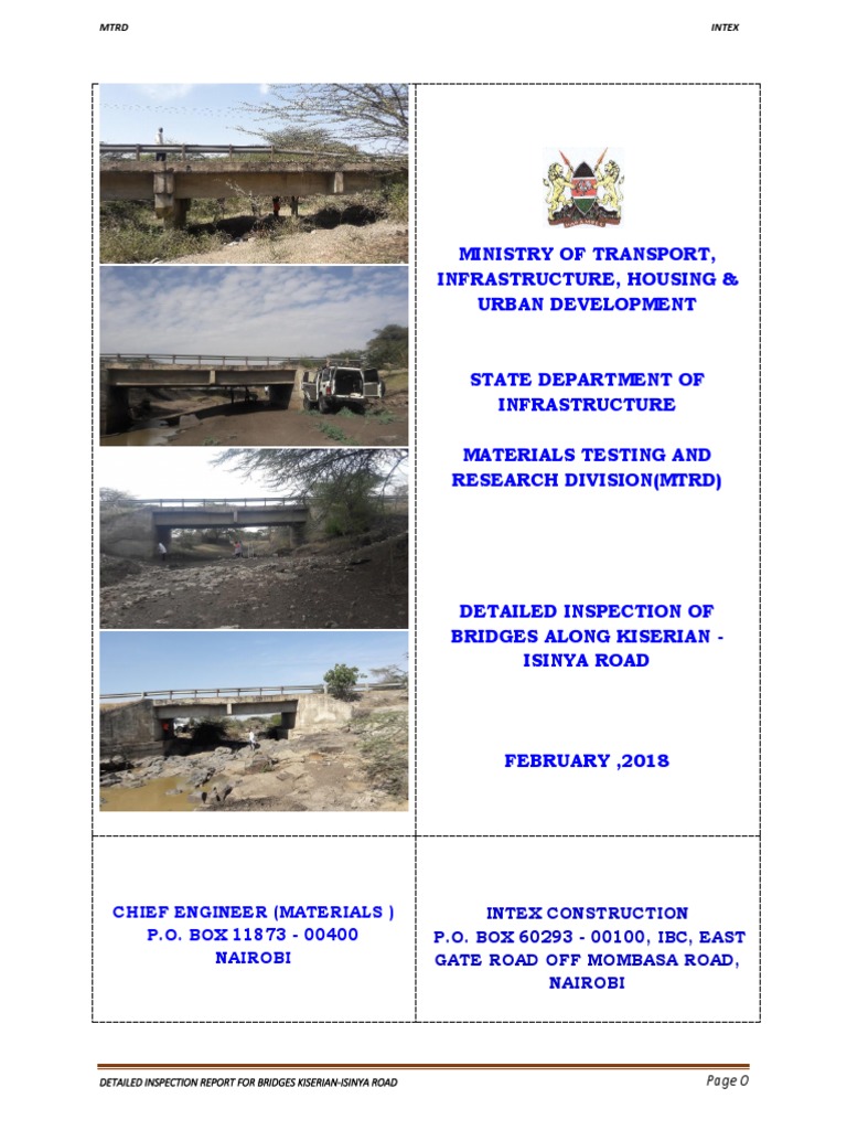 Kiserian-Isinya - Bridges - Report - Final Revised PDF | PDF | Concrete | Ultrasound