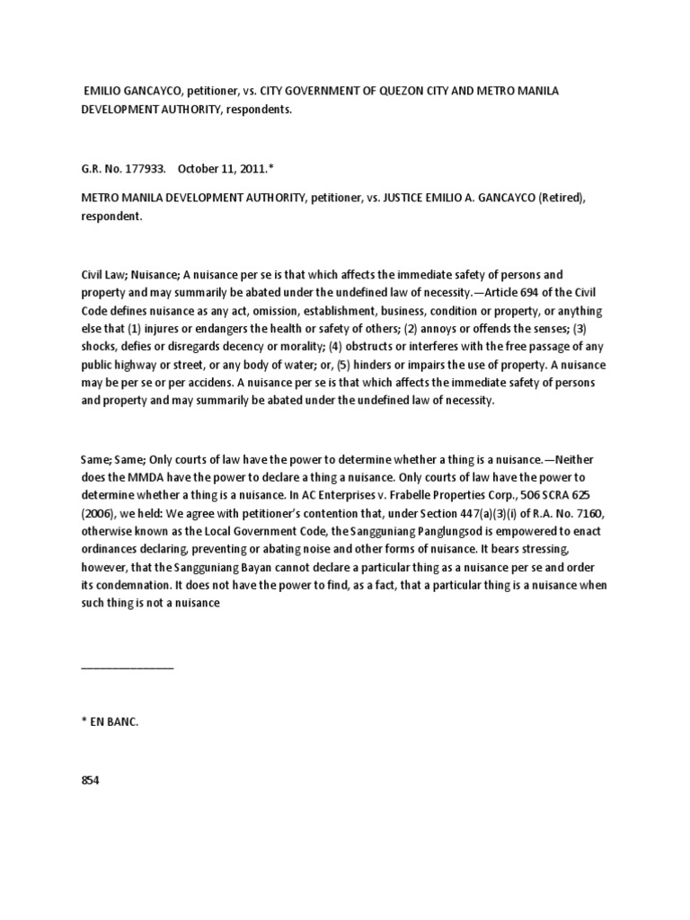 Emilio Gancayco | PDF | Nuisance | Estoppel