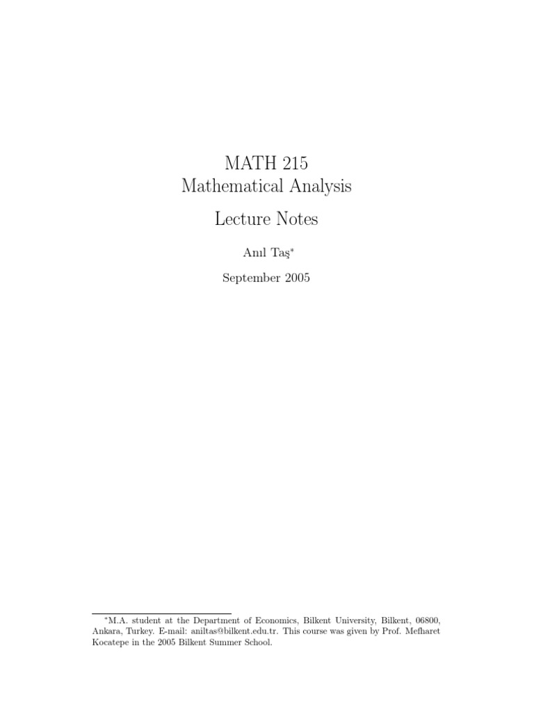 Math 215 Lecture Notes | PDF | Real Number | Topology