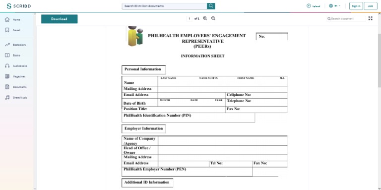 Philhealth Employers' Engagement Representative (Peers) : Download | PDF