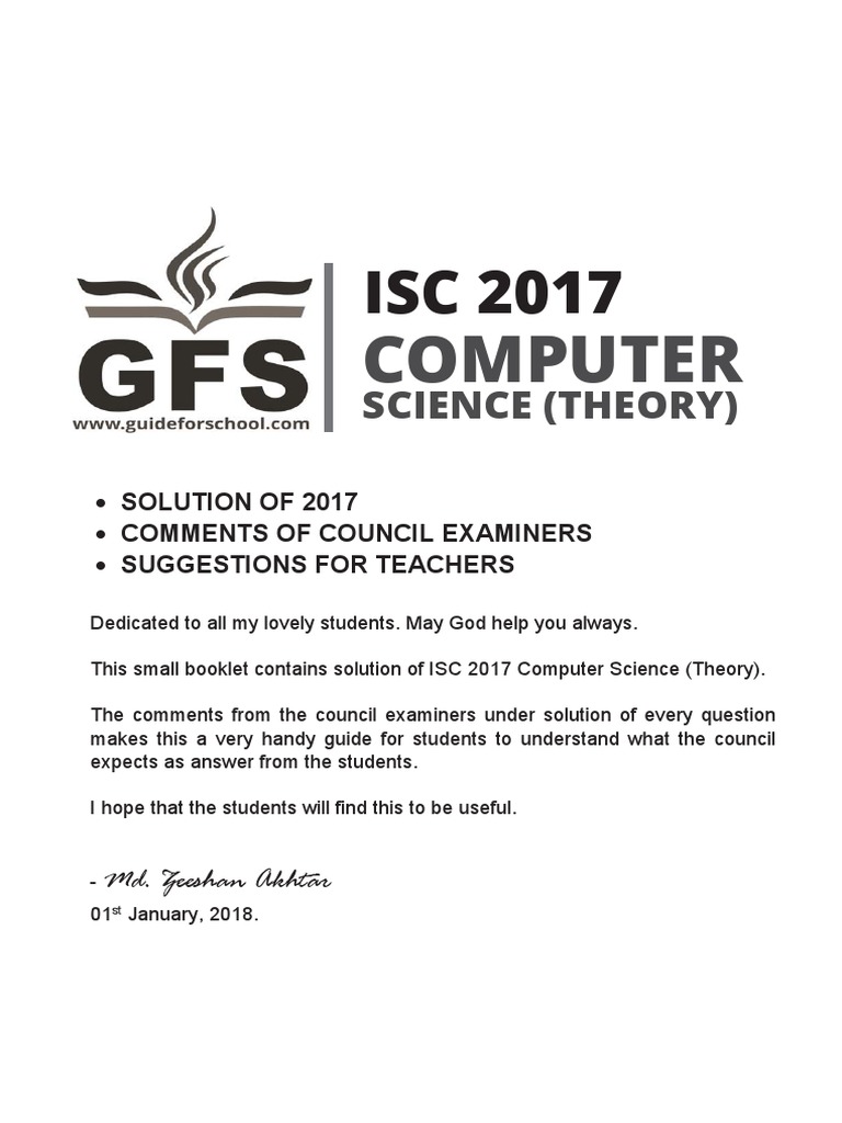 ISC 2017 Computer Science Theory Paper 1 - Solved Paper PDF | PDF ...