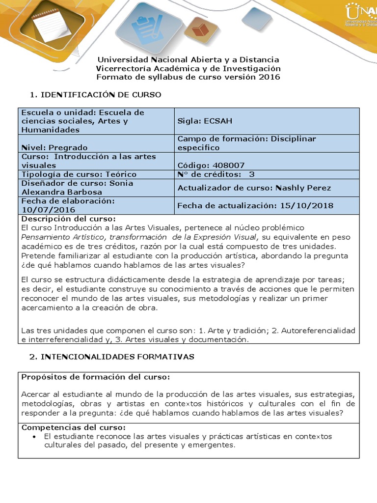 Introducción a las Artes Visuales UNAD | PDF | Cognición