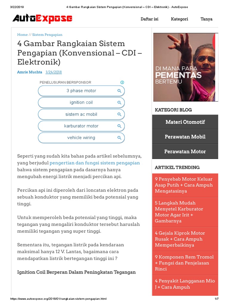 4 Gambar Rangkaian Sistem Pengapian (Konvensional - CDI - Elektronik ...