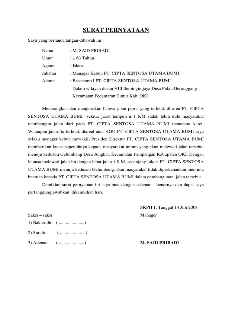 Surat Pernyataan II | PDF