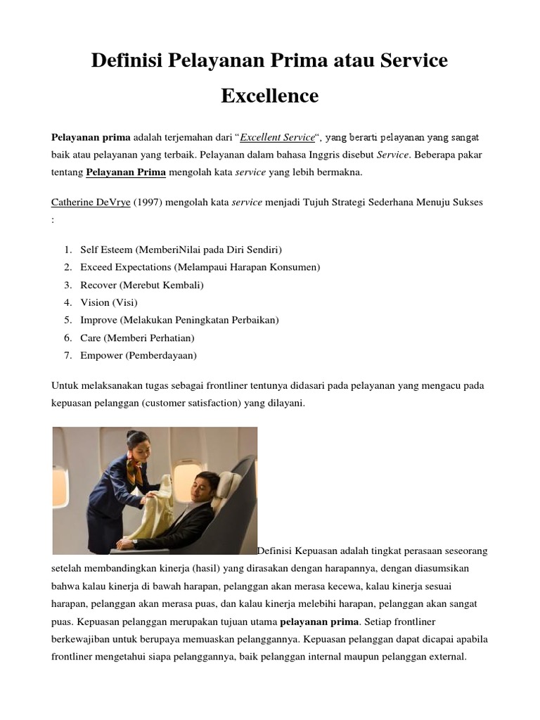 Definisi Pelayanan Prima Atau Service Excellence - BUDI | PDF