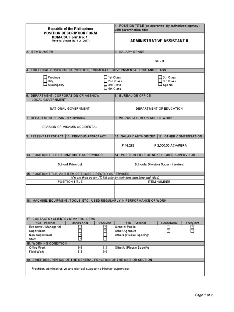 Position Description Form (PDF) - Adas Ii PDF | PDF | Government | Business