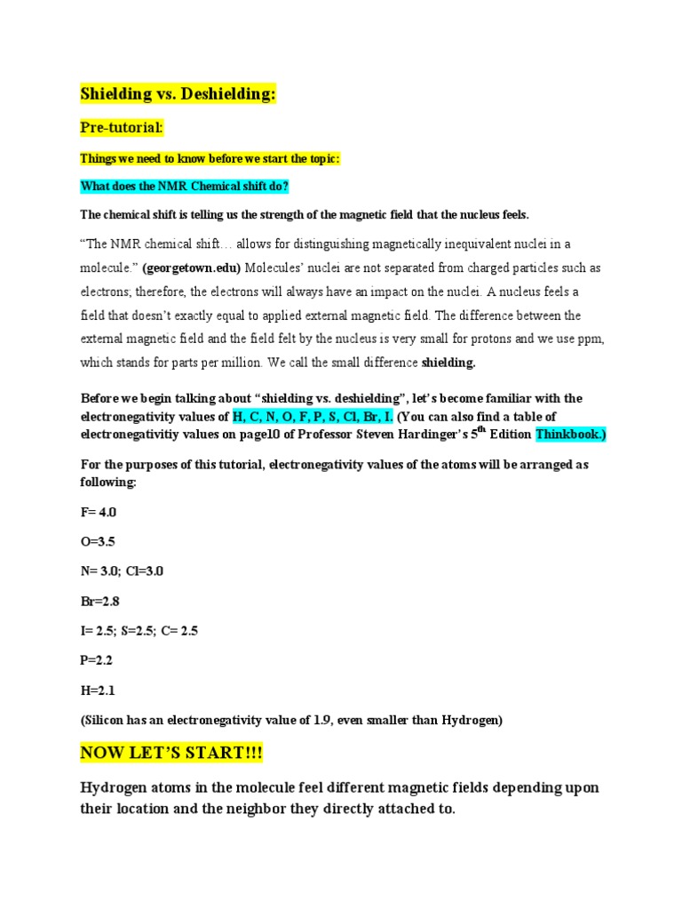Shielding vs. Deshielding:: Pre-Tutorial | PDF | Atoms | Nuclear Physics