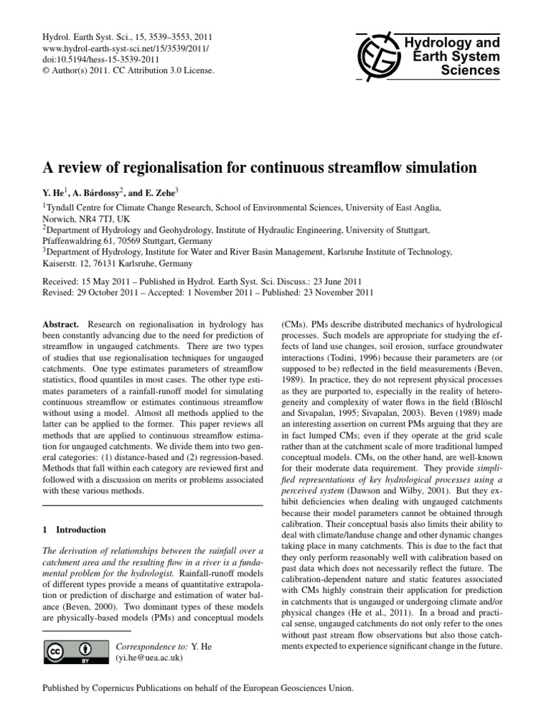 A Review of Regionalisation For Continuous Streamflow Simulation | PDF | Regression Analysis ...