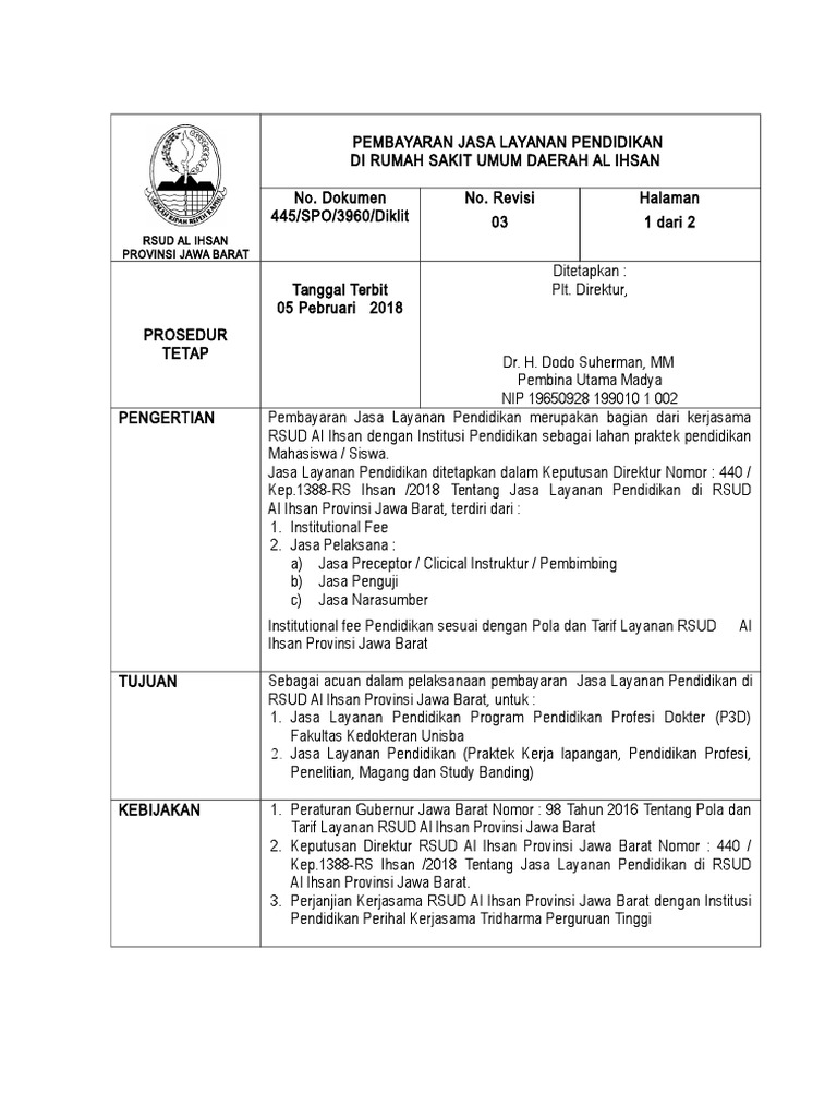 Revisi SOP Pembayaran | PDF