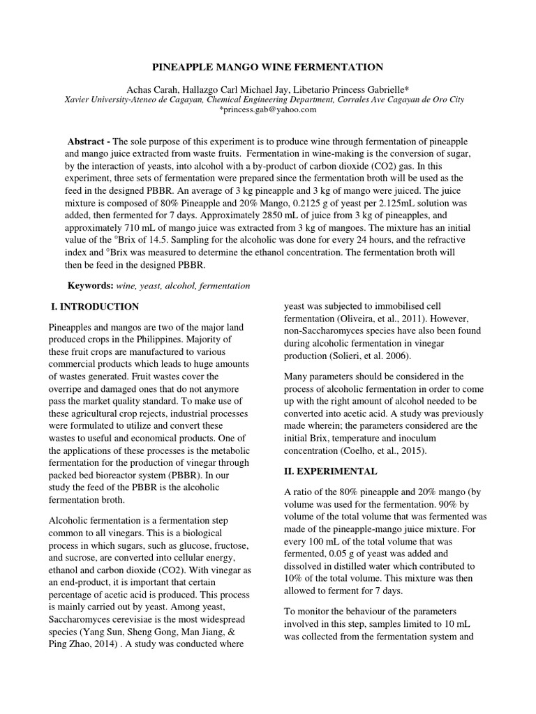 ChE50L Lab Report | PDF | Ethanol | Fermentation