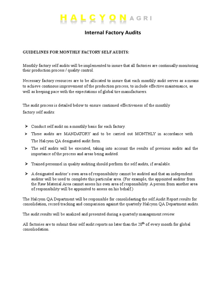 Internal Factory Audits | PDF | Auditor's Report | Audit
