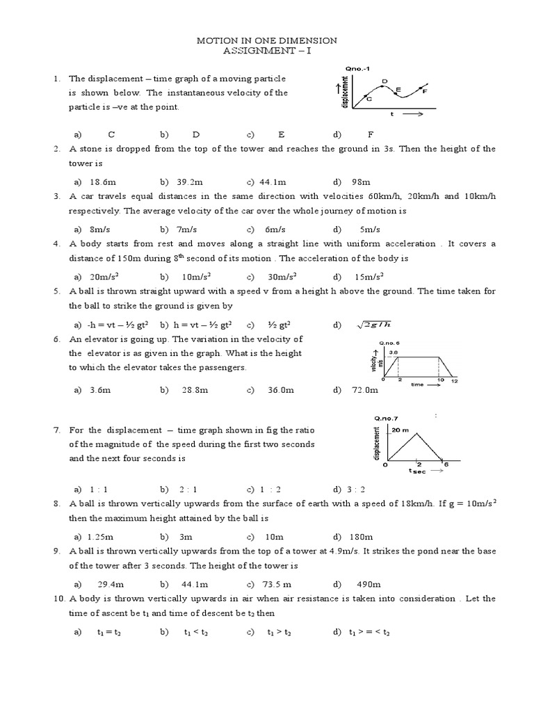 Assignment - I | Download Free PDF | Velocity | Acceleration