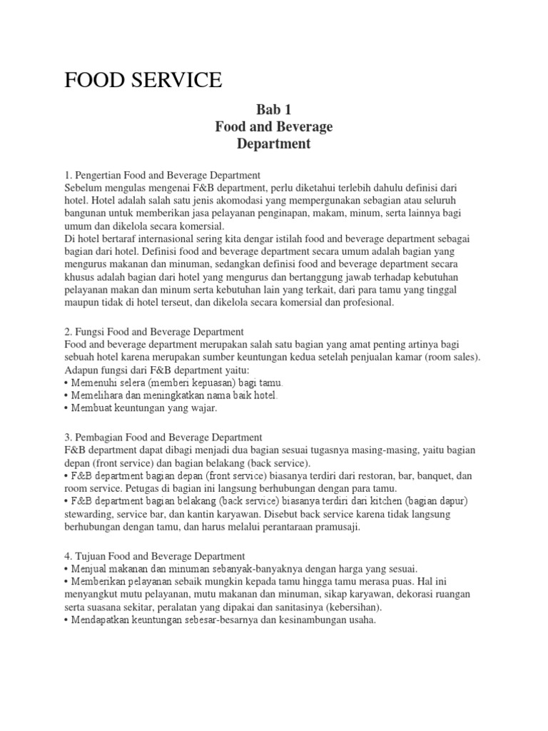 Food Service 1 | PDF