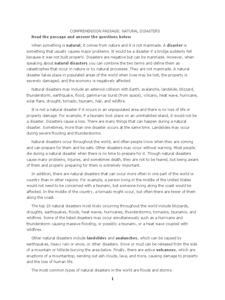 Read The Passage and Answer The Questions Below | PDF | Natural ...