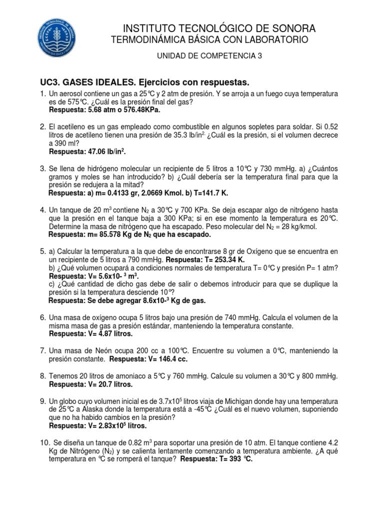 Ejercicios Resueltos de Gases Ideales | PDF | Gases | Mole (Unidad)