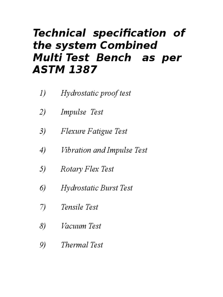 Technical Specification of The System Combined Multi Test Bench As Per ...
