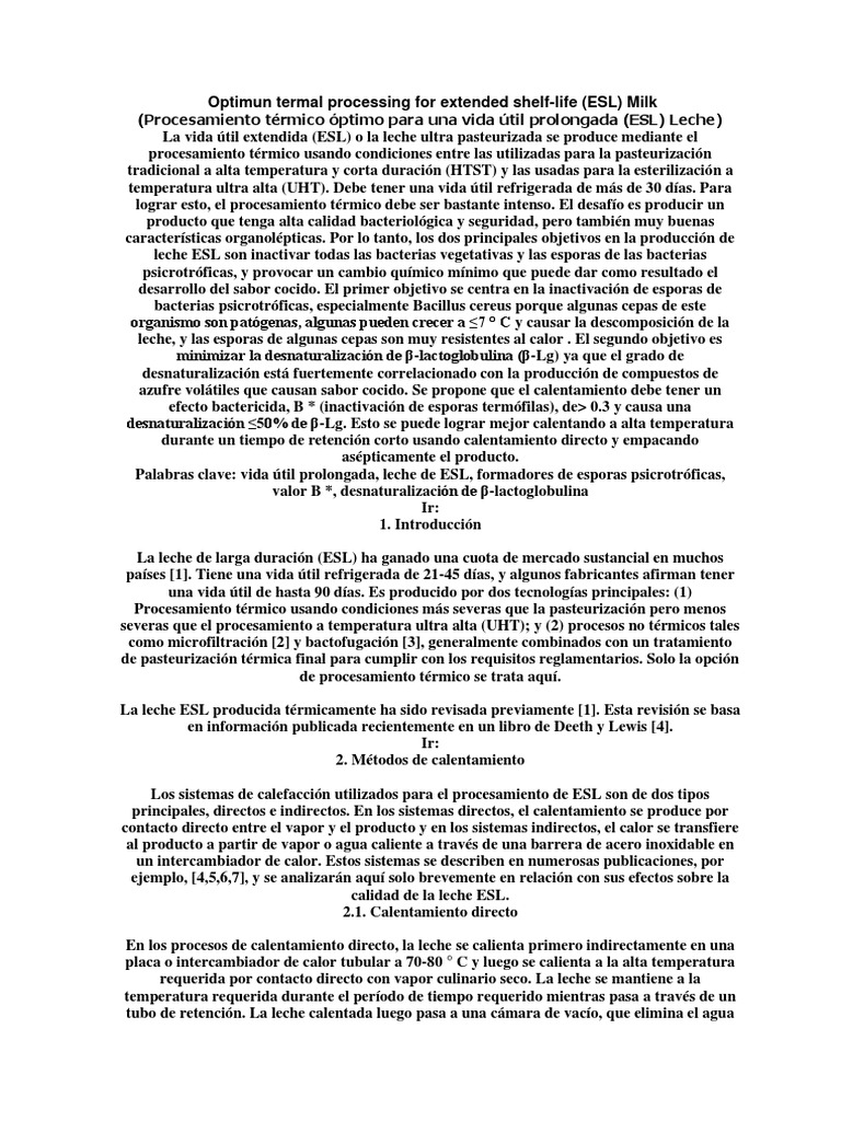 Extended Shelf-Life (ESL) Milk 3108018 | PDF | Leche | Aluminio