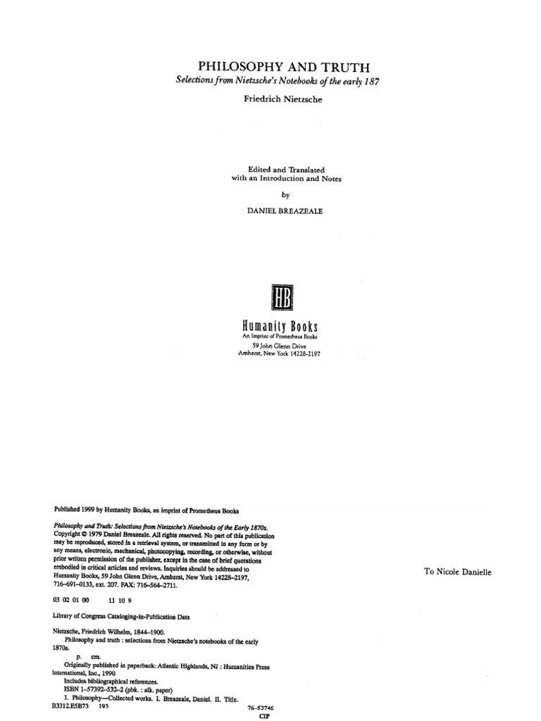 Nietzsche On Truth and Lies in A Nonmoral Sense PDF | PDF