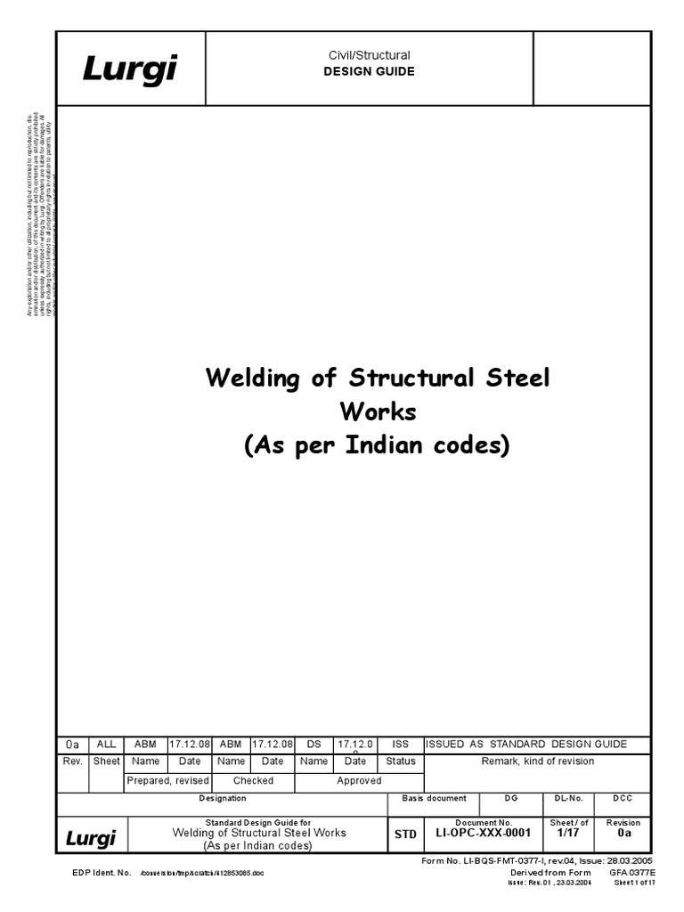 Welding of Structural Steel Works (As Per Indian Codes) : Design Guide ...
