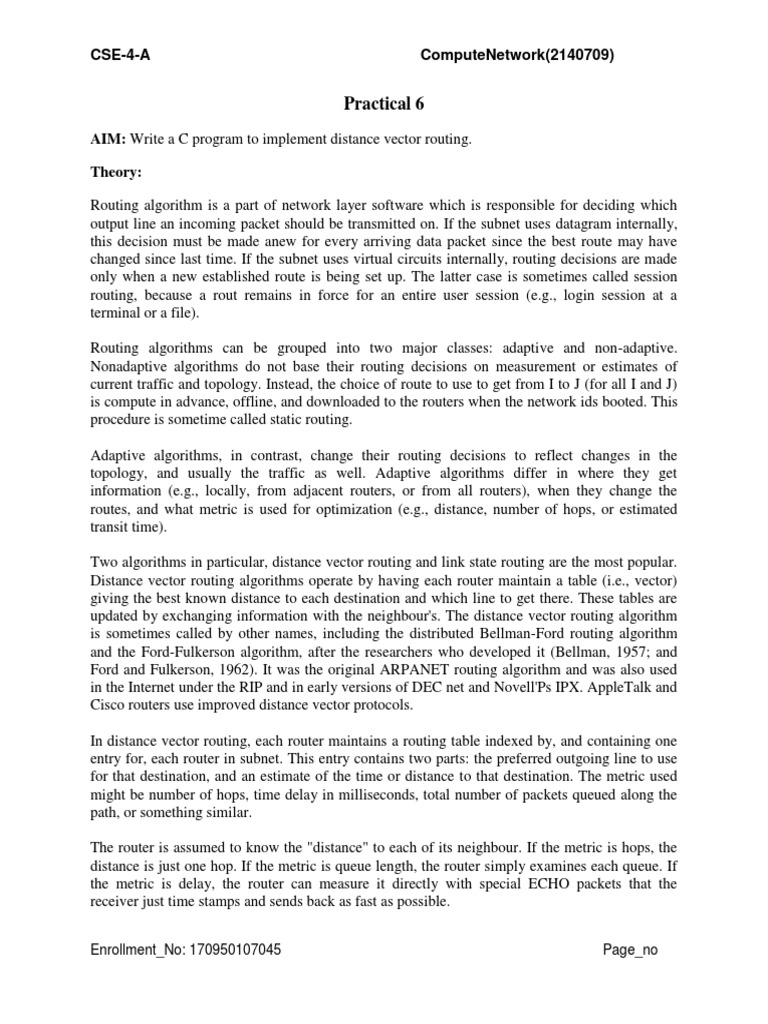 Practical 6: Cse-4-A Computenetwork (2140709) | PDF | Routing | Router ...