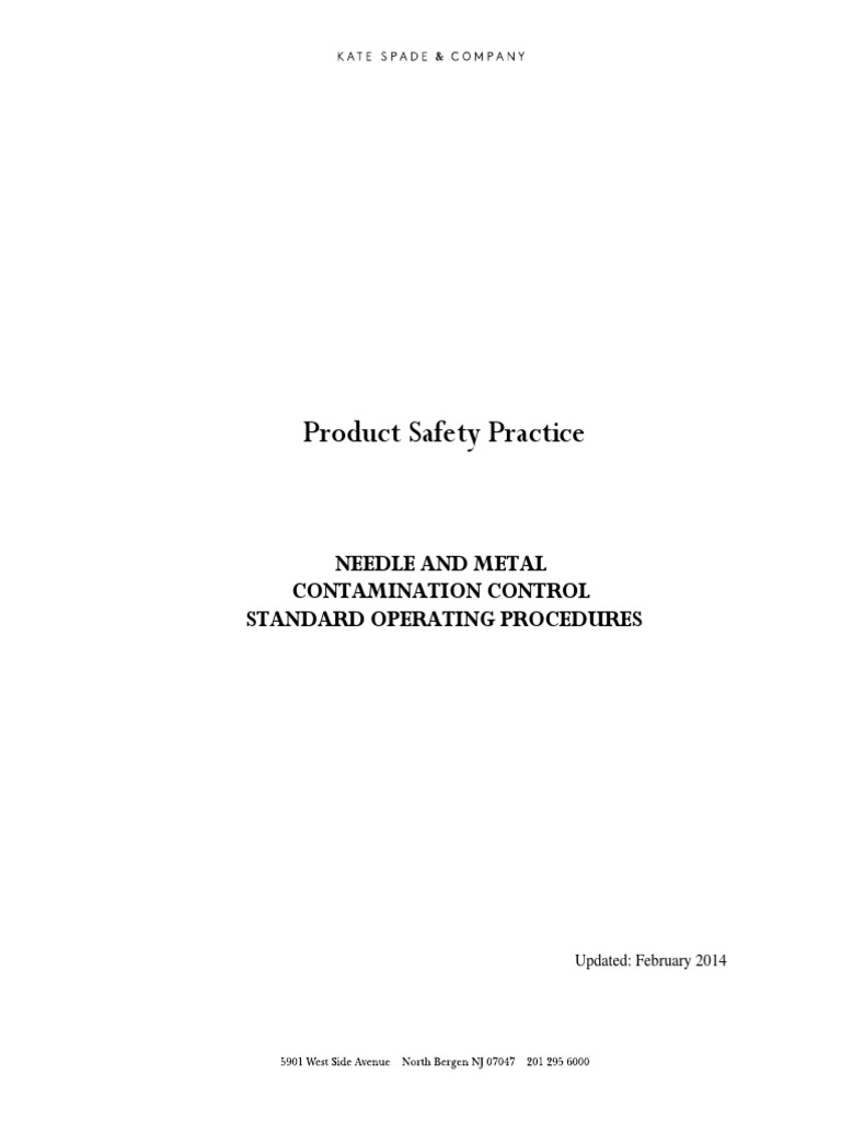Product Safety Needle Control Procedures | PDF | Metal Detector | Sewing