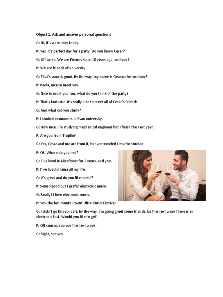 Object 1: Ask and Answer Personal Questions | PDF