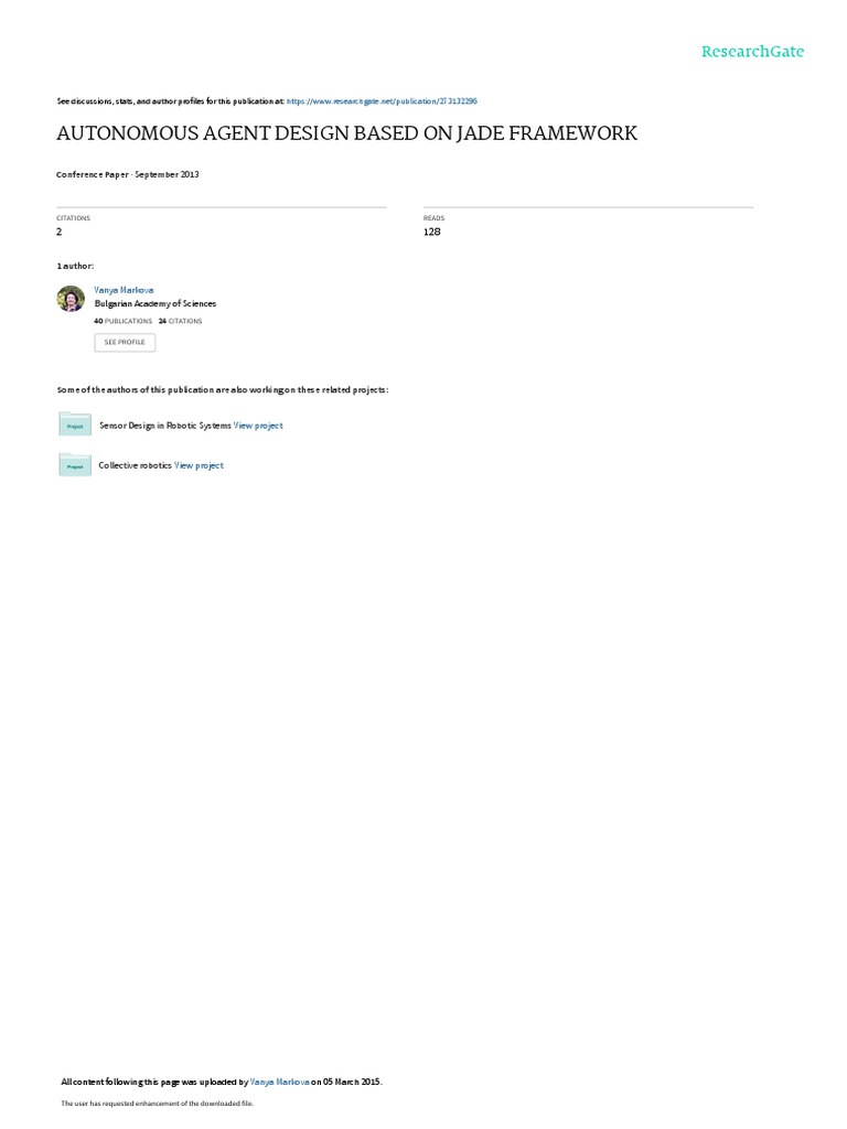 An Analysis of the Design and Implementation of an Autonomous Mobile Sensor Agent Using the JADE ...