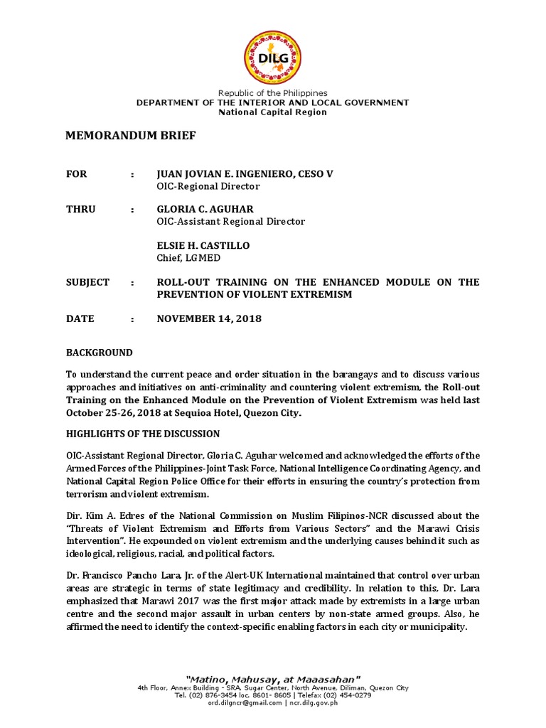 Memo Brief | PDF | Extremism | Counter Terrorism