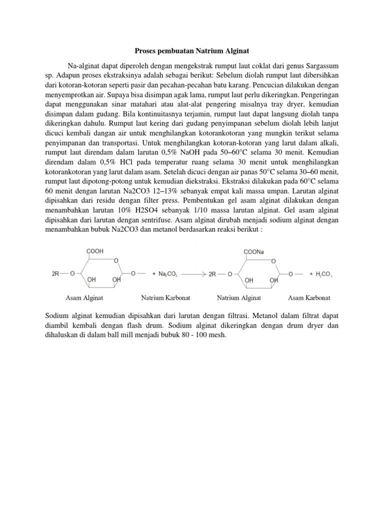 Proses Pembuatan Natrium Alginat | PDF | Memasak, Makanan, & Anggur
