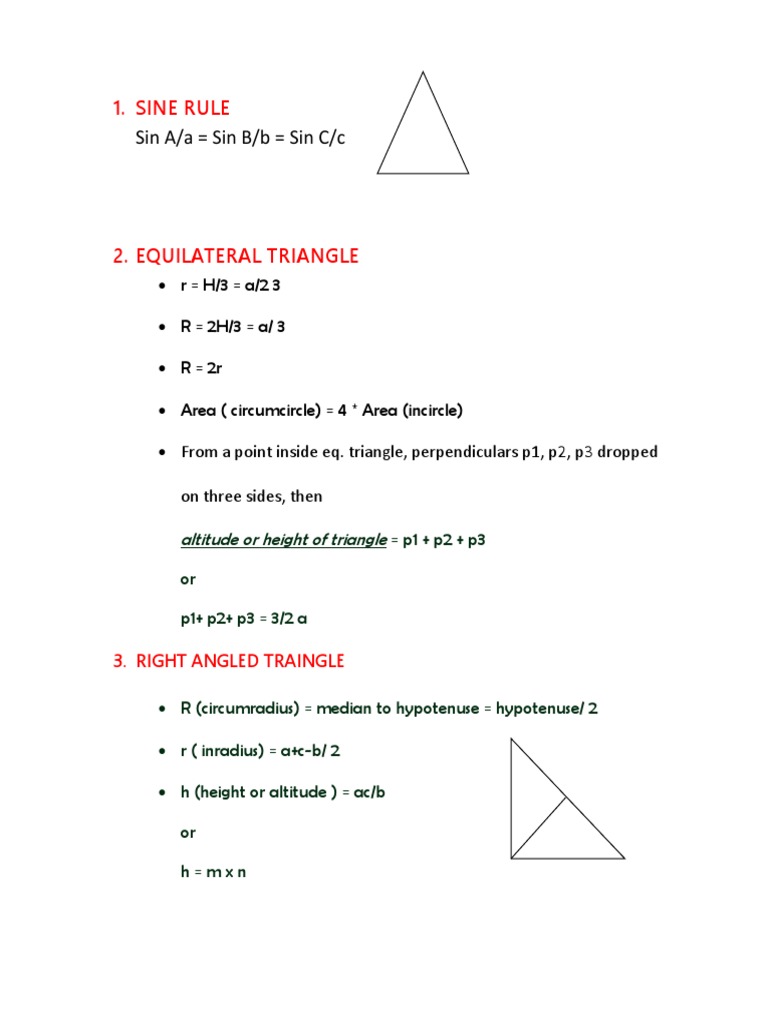 Sin A/a Sin B/B Sin C/C: 1. Sine Rule | PDF