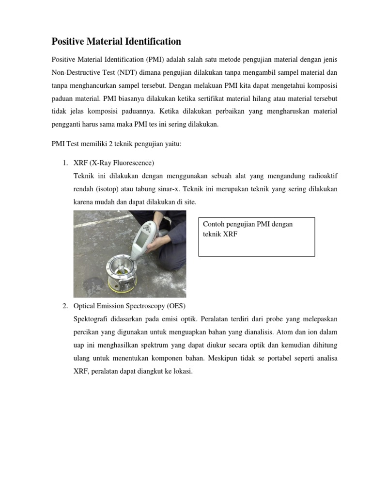 Positive Material Identification (PMI) | PDF